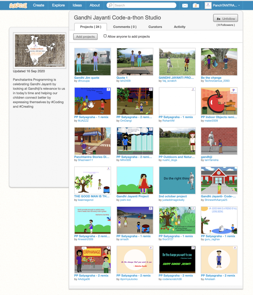 Gandhi Jayanti Code-a-thon 2020 – Panchatantra Programming